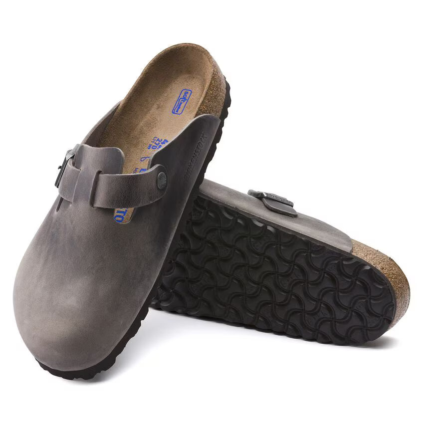 BIRKENSTOCK Boston Soft Footbed Leather Clog Iron