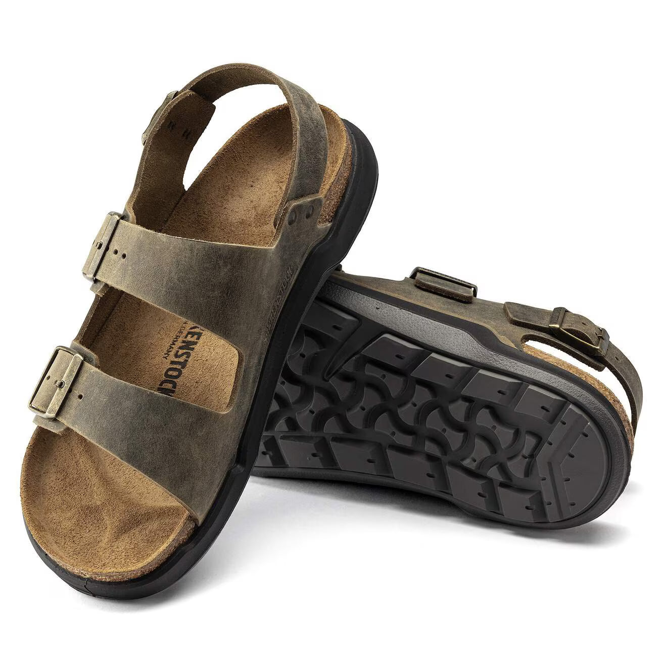 BIRKENSTOCK MILANO CROSSTOWN FADED KHAKI OILED LEATHER